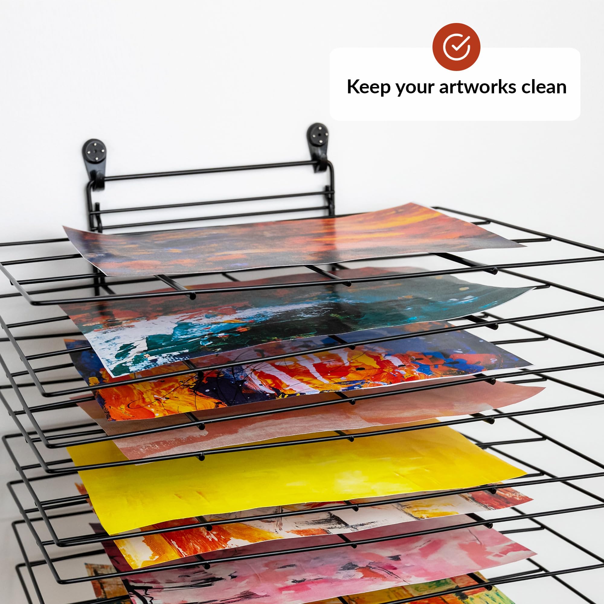 Art Drying Rack Hanging for Classroom | Small Hangable Paint Drying Rack | 8 Removable Shelves | Canvas Rack Art Storage | Painting Drying Rack with Hooks | Stack Rack for Painting, Drawings, And More