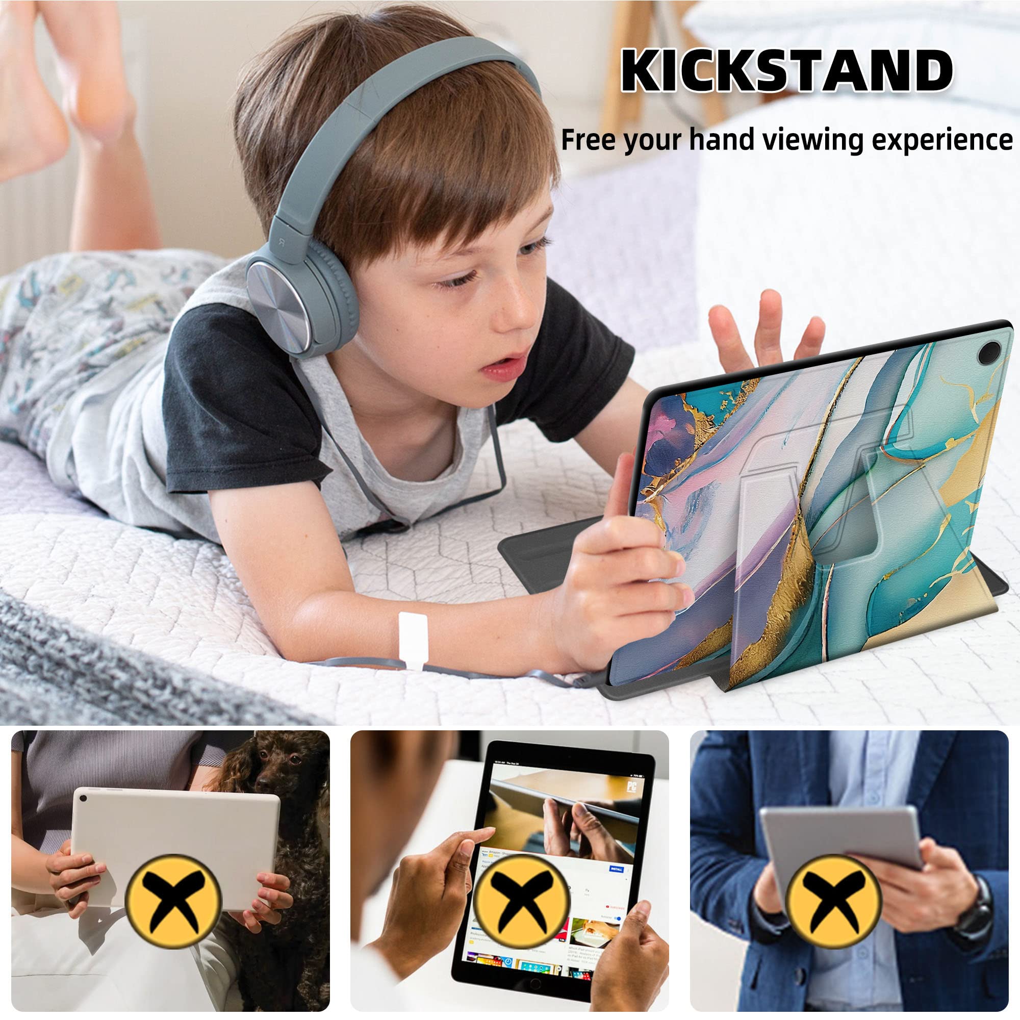 Galaxy Tab A8 10.5 Case 2022/2023 with 360 Degree Rotating Swivel Kickstand Marble Design, RYUITHDJP for Samsung Tab A8 Tablet Case 10.5 Auto Wake Sleep Cover