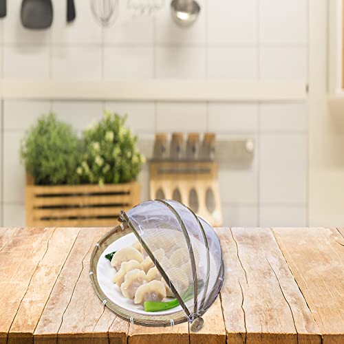 Serving Baskets Covered Round Bamboo Serving Food Tent Basket Bread Storage Container with Mesh Food Nets Fruit Cover