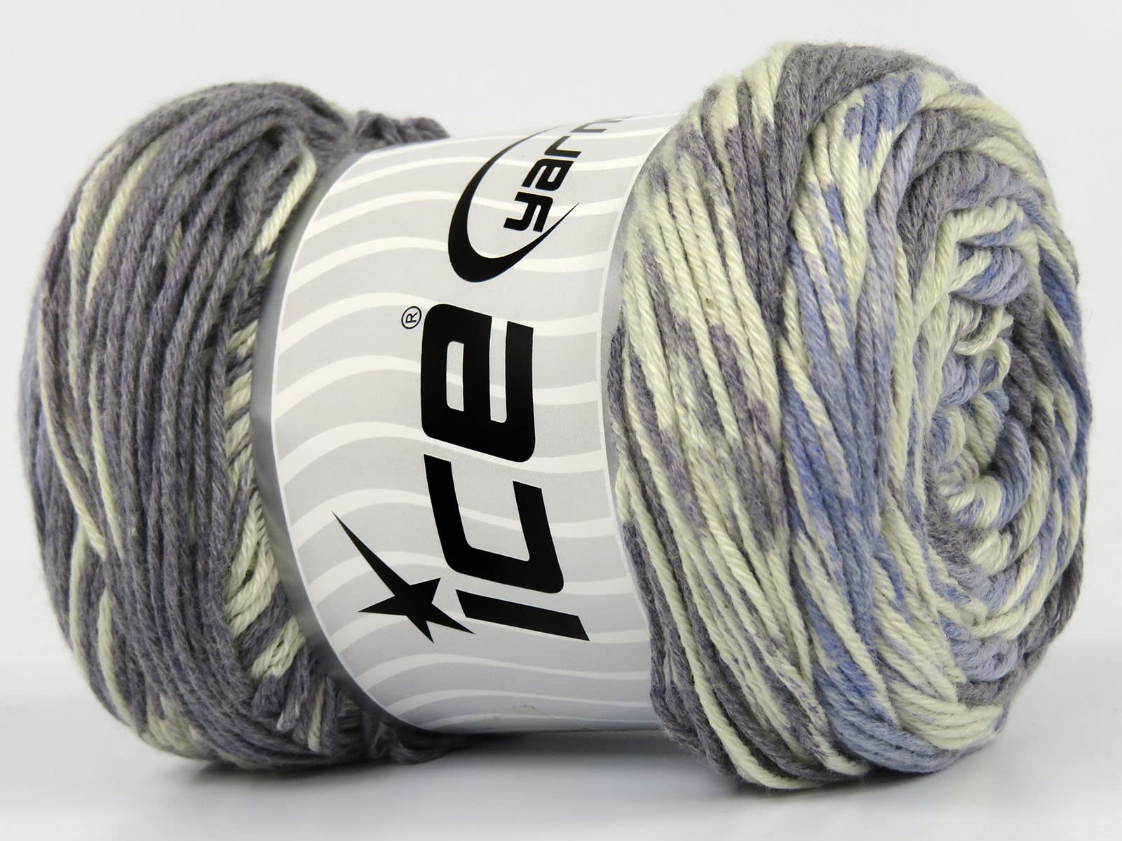 Lot of 4 x 100gr Skeins Ice Yarns Jacquard Cotton (60% Cotton) Yarn Cream Grey Light Blue