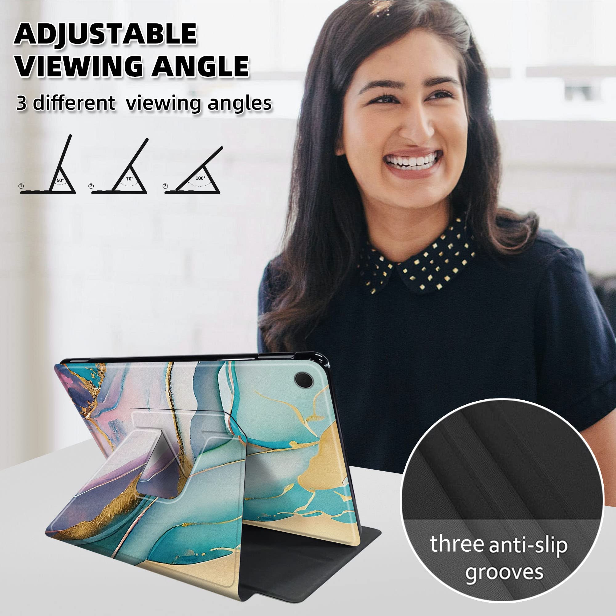 Galaxy Tab A8 10.5 Case 2022/2023 with 360 Degree Rotating Swivel Kickstand Marble Design, RYUITHDJP for Samsung Tab A8 Tablet Case 10.5 Auto Wake Sleep Cover