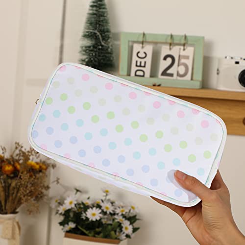 MONOBLANKS Nylon Small Makeup Pouch Bag Cute Travel Cosmetic Bag for Women (Polka Dot)