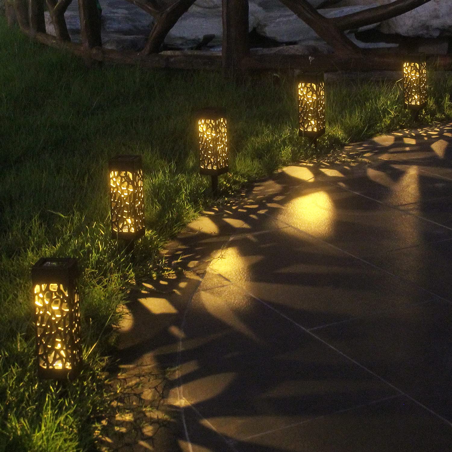 FIESTREL 10Pcs Solar Lights Solar Path Lights Outdoor Waterproof LED Garden Lights ,Decorative Landscape Lighting Automatic Led for Patio, Yard and Garden