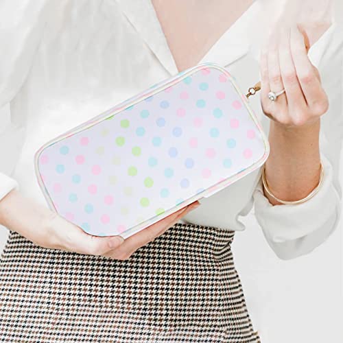 MONOBLANKS Nylon Small Makeup Pouch Bag Cute Travel Cosmetic Bag for Women (Polka Dot)