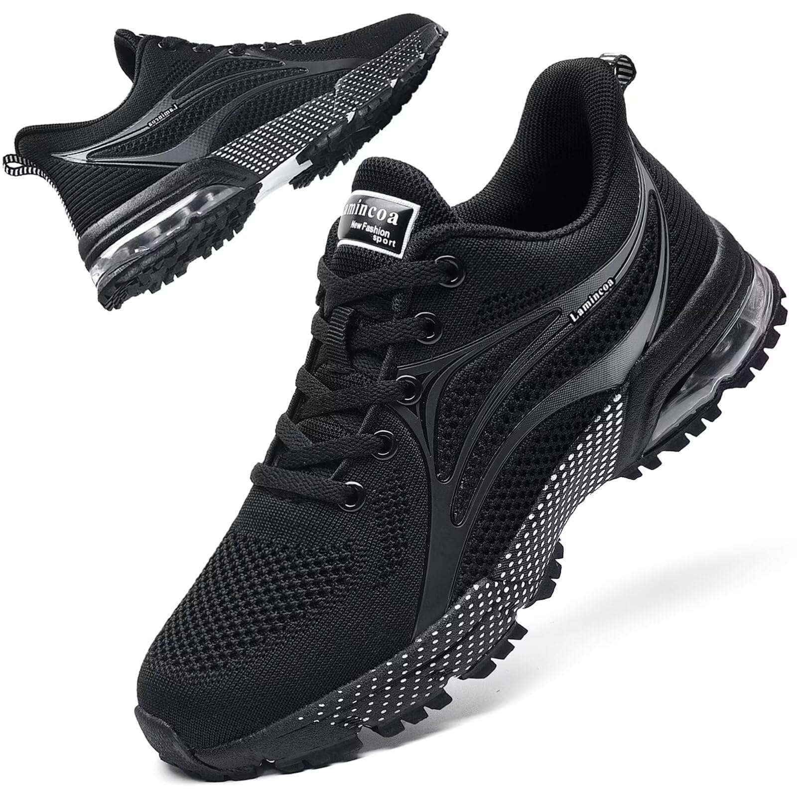 ZOOMCO Womens Air Running Shoes Non Slip Tennis Walking Shoes Women Mesh Cushion Sneakers for Gym Workout Sports Black
