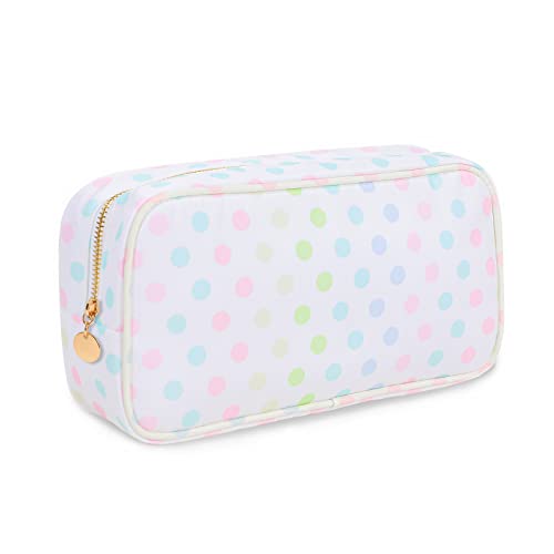 MONOBLANKS Nylon Small Makeup Pouch Bag Cute Travel Cosmetic Bag for Women (Polka Dot)