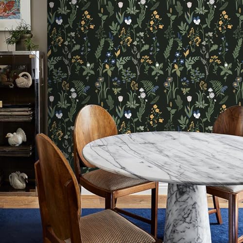 Cismmy Floral Removable Peel-and-Stick Wallpaper - Vintage Boho Design for Bedrooms, Bathrooms, Cabinets - Renter-Friendly, Easy Install, 118" x 17.7"