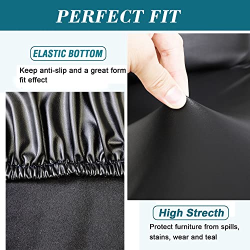 HFCNMY Bench Covers for Dining Room,Waterproof PU Dining Bench Cover Removable Bench Covers Stretch Washable Bench Seat Covers for Dining Room Bench Slipcover Black