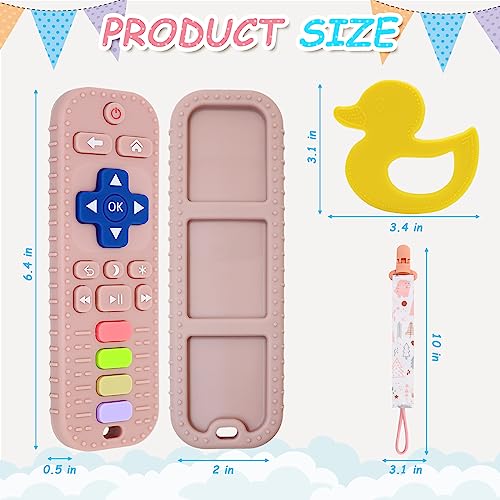 2 PCS Baby Teething Toys, Baby Teethers Set for 0-6, 3-6 Months & 6-12 Months, Remote Control Shape Teether, Duck Shape Teether, Baby Chew Toys Set, Baby Essentials, Infant Toys, Gift for Mum-to-Be
