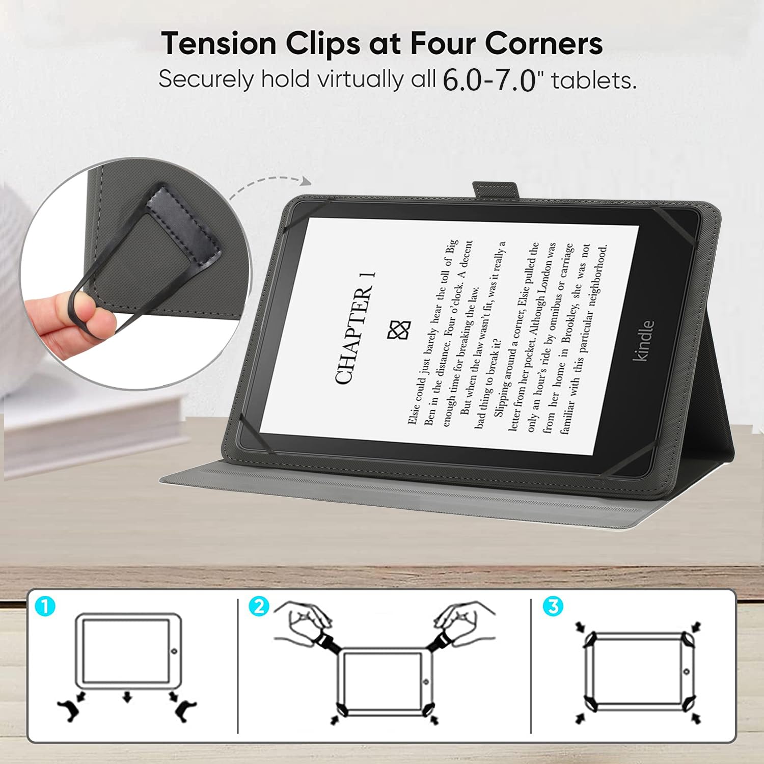 pudazvi Pudazvi Case for 6",6.8",7" Kindle/Kindle Paperwhite/Kobo/Nook/Tolino/E-Book Tablet,Universal 6-7 inch Tablet Case with 360 Degree Rotatable Kickstand Multiple Viewing,Flower Grass
