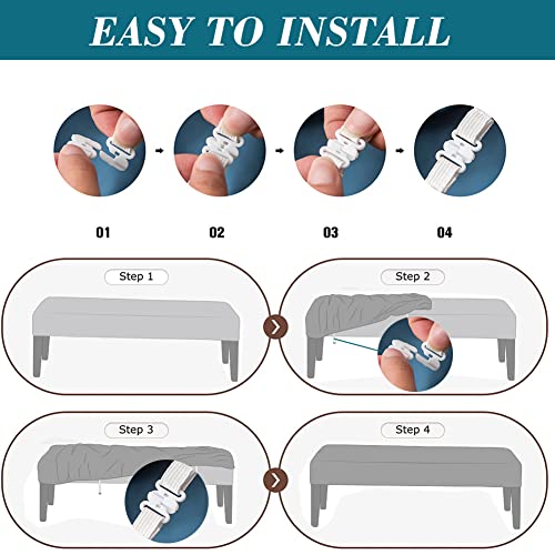 HFCNMY Bench Covers for Dining Room,Waterproof PU Dining Bench Cover Removable Bench Covers Stretch Washable Bench Seat Covers for Dining Room Bench Slipcover Black