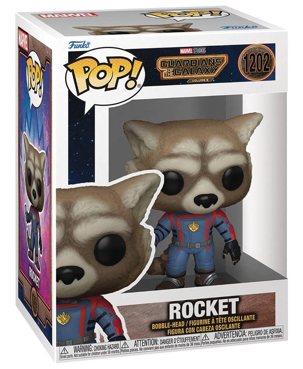 POP Marvel: Guardians of The Galaxy Volume 3 - Rocket Raccoon Funko Vinyl Figure (Bundled with Compatible Box Protector Case), Multicolored, 3.75 inches