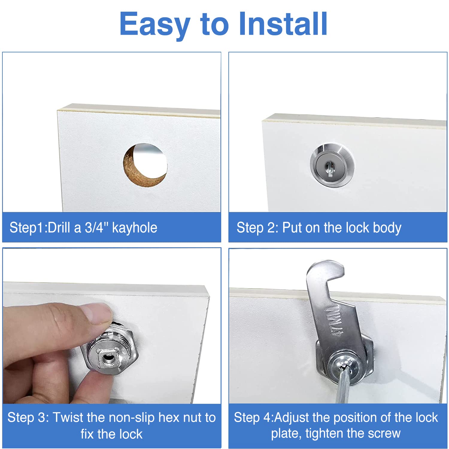 Cylinnda Cabinet Locks (3 Pack, Zinc Alloy), Keyed Alike Cam Lock for Tool Box, RV Storage, Mailbox, 5/8"