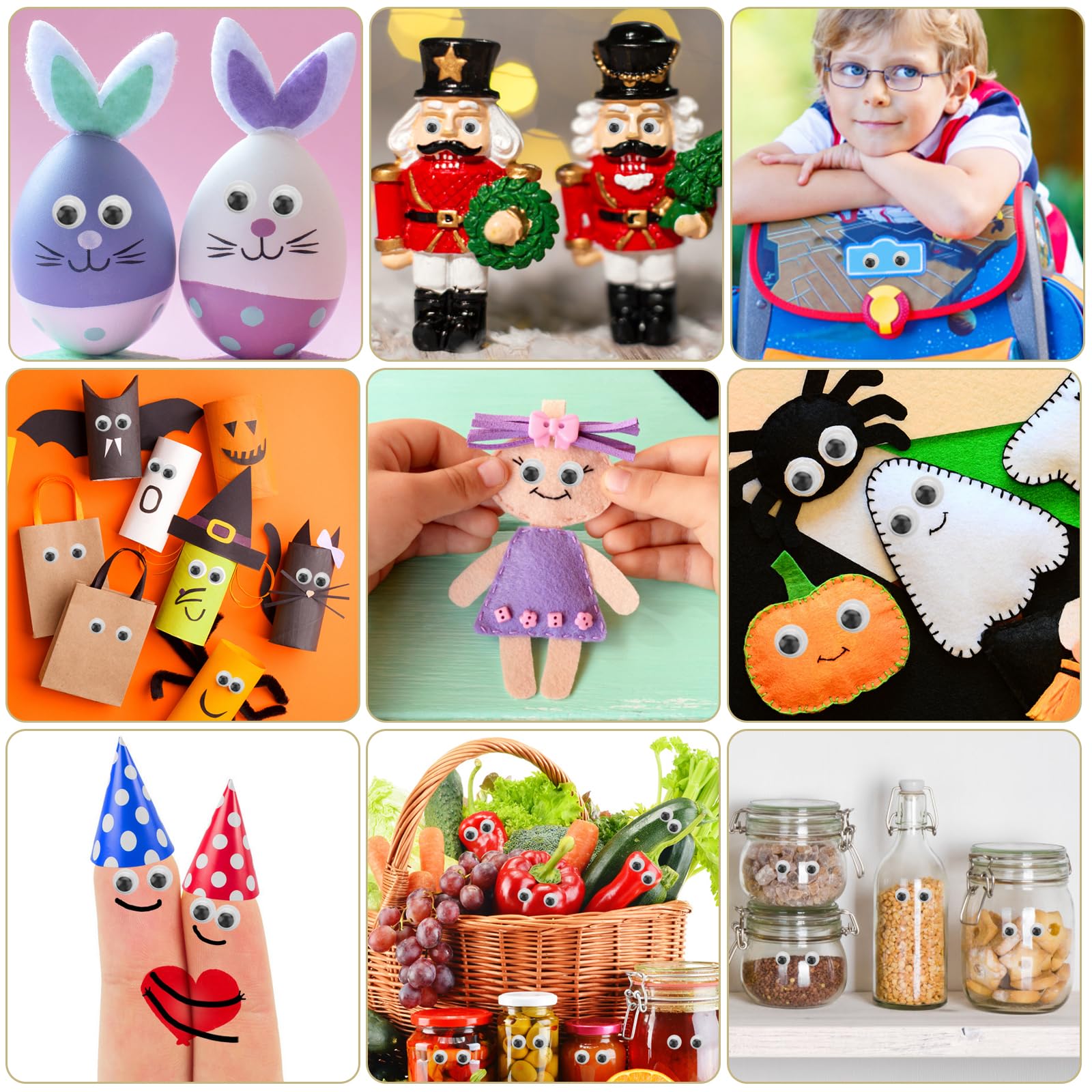 Stick on Googly Wiggle Eyes, 750Pcs Assorted Size 4-18mm Self-Adhesive Craft Eyes Wobbly Eyes Stickers DIY Craft Doll Eyes Making Accessories for Halloween,Scrapbooking (4/5/6/8/10/12/15/18 mm)