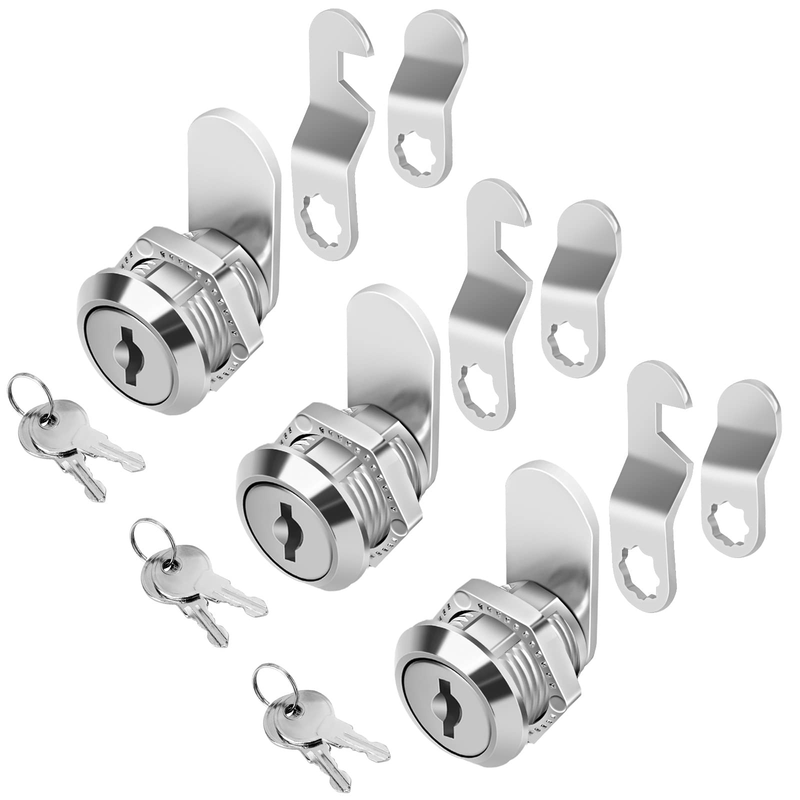 Cylinnda Cabinet Locks (3 Pack, Zinc Alloy), Keyed Alike Cam Lock for Tool Box, RV Storage, Mailbox, 5/8"