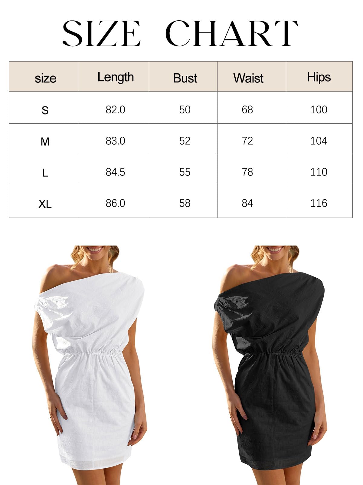 LILLUSORY Summer Dresses for Women 2023 Trendy A-Line One Sleeve Ladies Dresses Vacation Beach Dress Beige S
