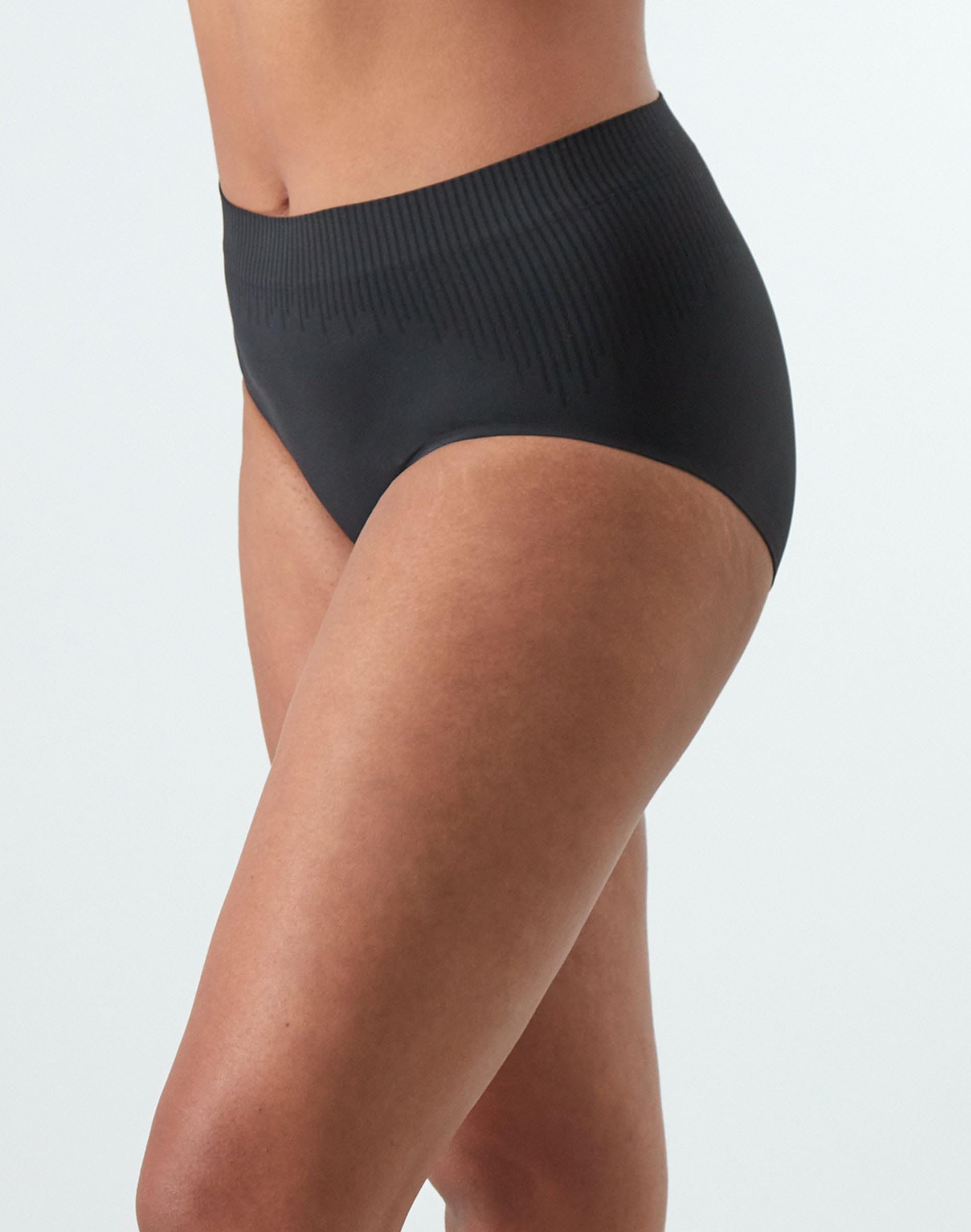 Bali Women's Comfort Revolution Modern Seamless Brief Underwear, 4-Way Stretch Panties, Black, 8