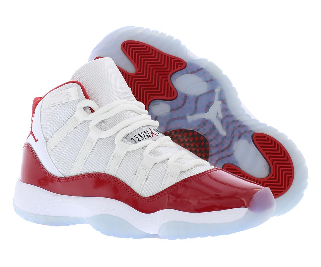 Jordan 11 Retro Big Kids Shoes Size- 3.5 White/Varsity Red-Black