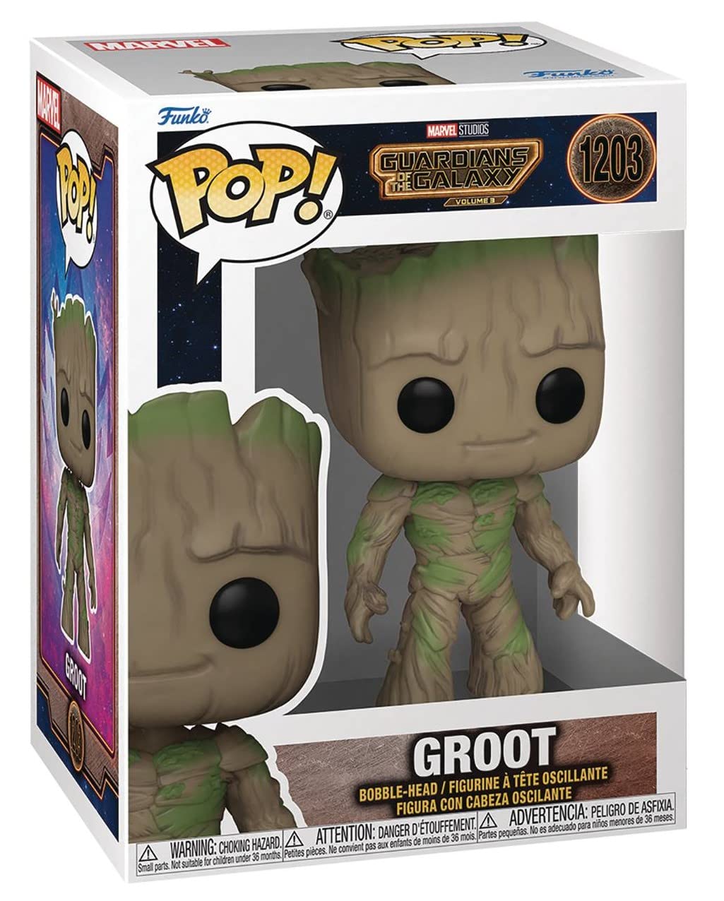 POP Marvel: Guardians of The Galaxy Volume 3 - Groot Funko Vinyl Figure (Bundled with Compatible Box Protector Case), Multicolored, 3.75 inches