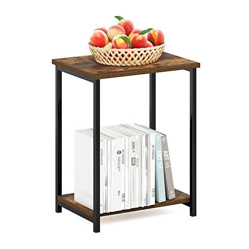 Furinno Simplistic Metal Frame End Table, 1-Pack, Amber Pine