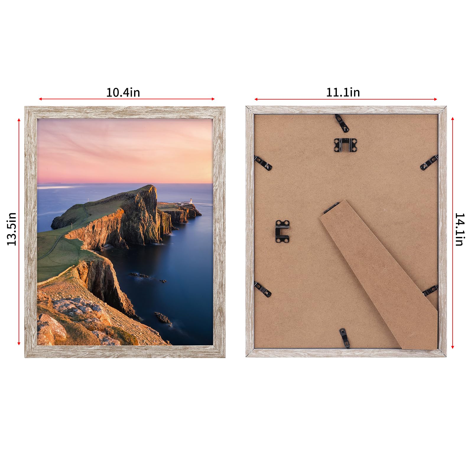 Giftgarden 11x14 Picture Frame Distressed Beige White Set of 12, Multi Rustic Wood Grain 11 by 14 Photo Frames Bulk for Wall or Tabletop Display