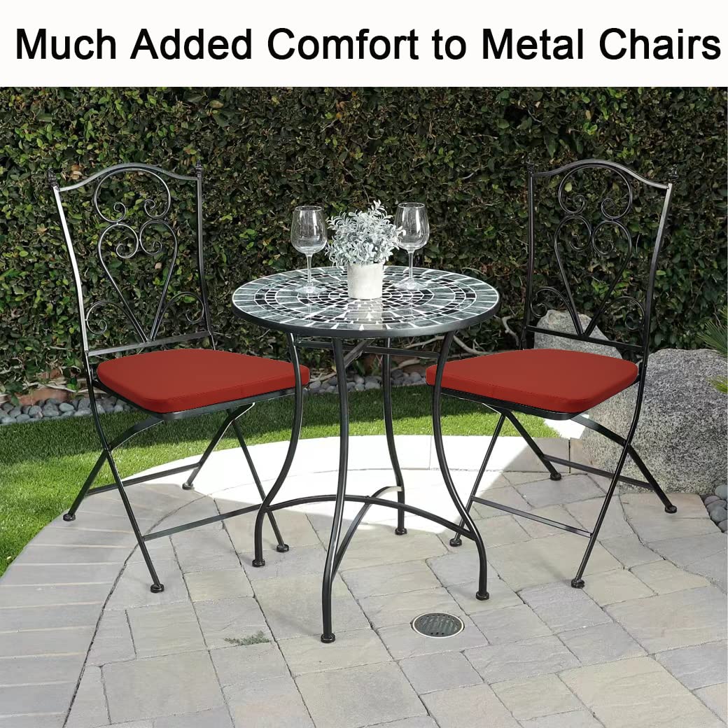 BUYUE 14" Metal Chair Cushions with Magnetic Set of 4, Luxury PU Leather Waterproof Anti-Slip Seat Pads for Kitchen Cafe Dining Bistro Stackable Chairs (U-Shape, Red, 4)