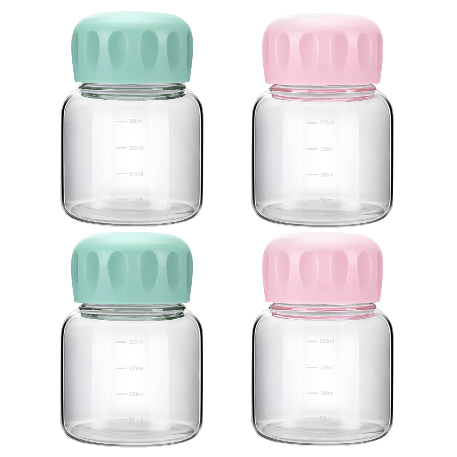 TANKLANCY 4 Pack Glass Food Storage Jars with Screw Lid for Overnight Oats Containers,10 oz Mini Glass Overnight Oats Jars