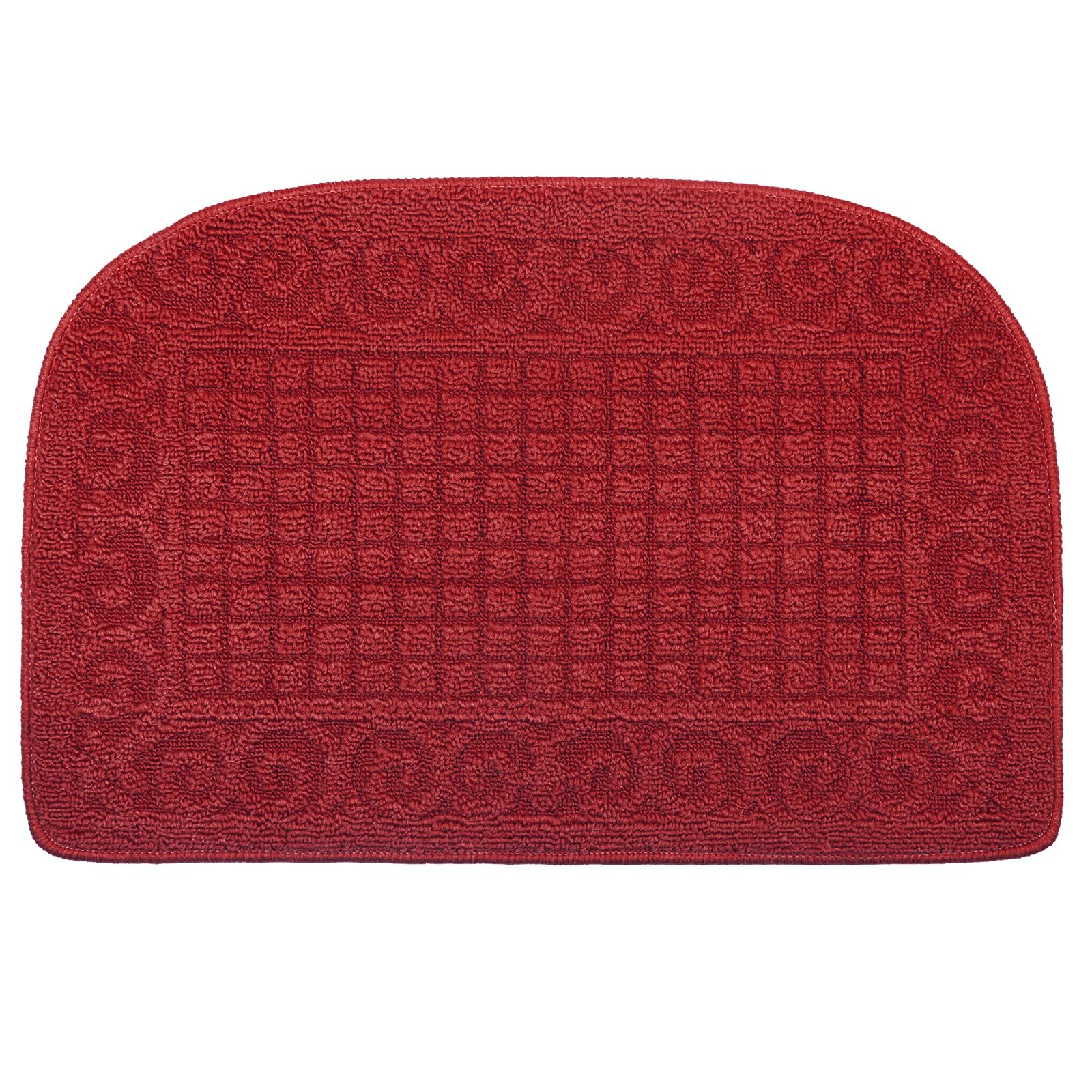 VANZAVANZU Half Round Kitchen Rug, Anti Fatigue Mat, Made of 100% Polypropylene, Non-Slip, Dirt-Resistant, Absorbent, Machine Washable, 27" x18" (Red)