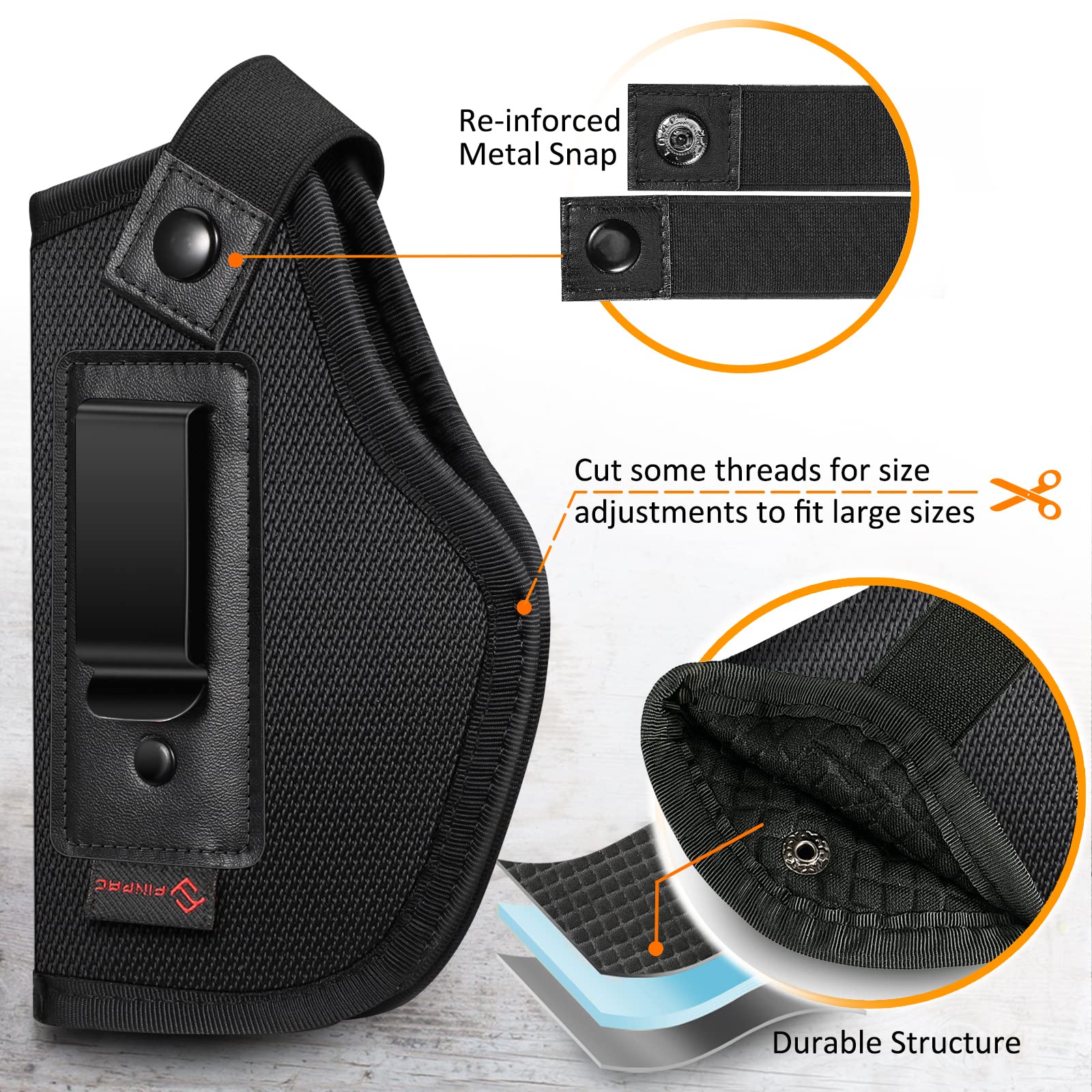 Concealed Carry Gun Holster, FINPAC IWB 9mm Airsoft Holsters, Belt Attachment Pistol Mag, Fits for Glock 17,19,26,27,42,43 M&P Shield Handguns
