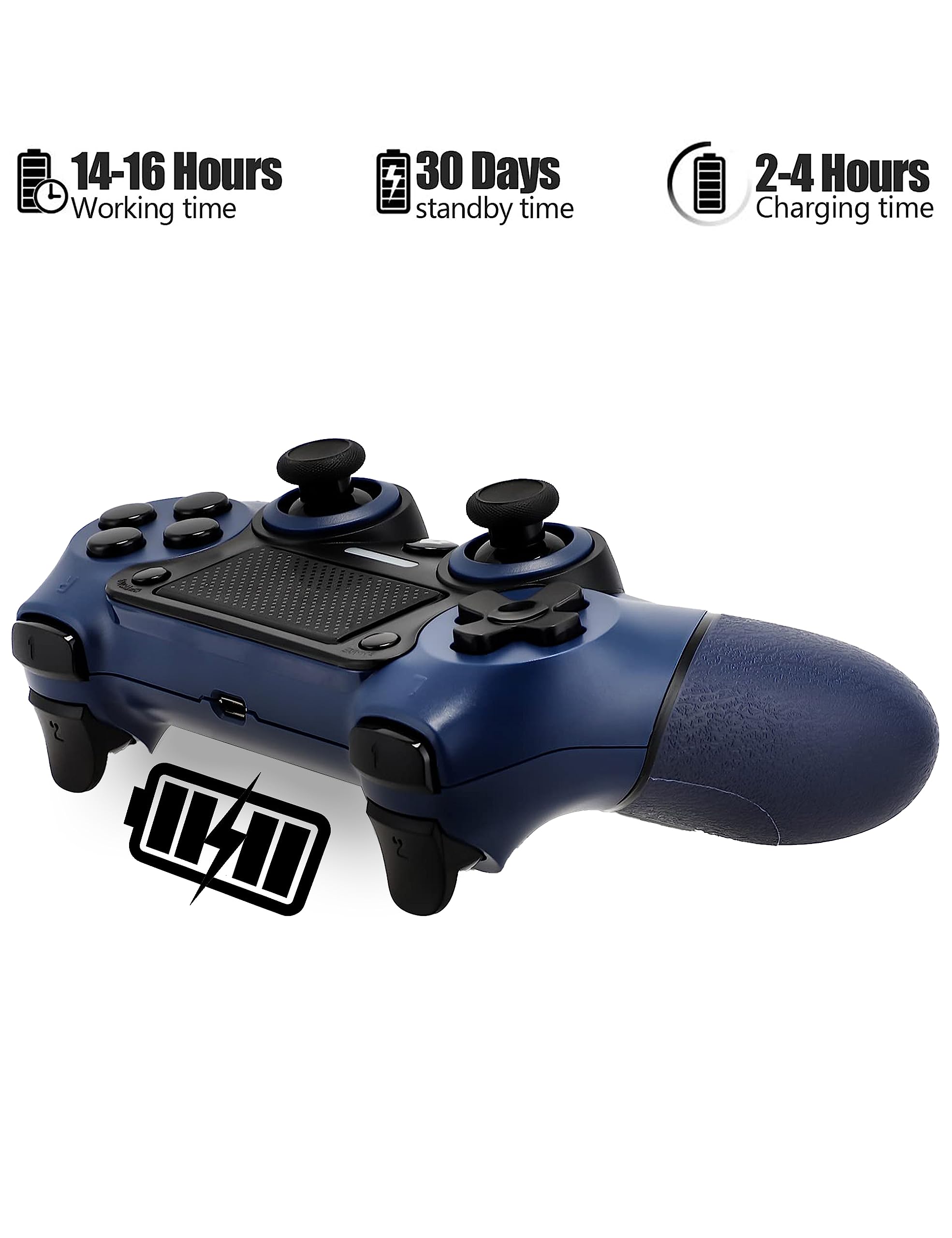 TJPD Wireless Controller for PS4, Wireless Remote Gamepad with 2 Programmable Back Buttons/Turbo/Dual Vibration/Touch Pad/Six-axis Motion (Blue) (Blue)