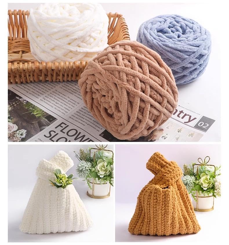 190g/ball Chenille Knitting Yarn Soft Ice Strip Line Cotton Yarn DIY Wool Yarn for Hand Knitting Scarf Thick Wool Yarn