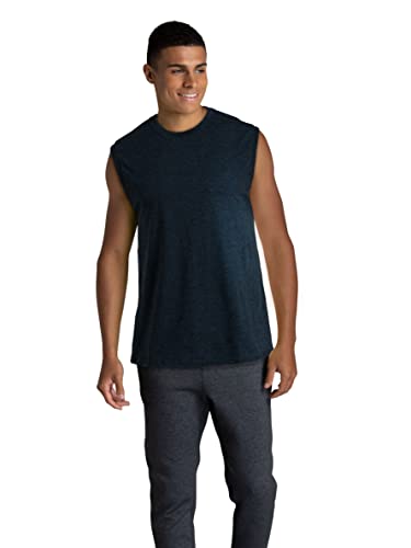Fruit of the Loom Men's Eversoft Cotton Sleeveless T Shirts, Breathable & Moisture Wicking with Odor Control, Sizes S-4x, Muscle-2 Pack-Black Heather
