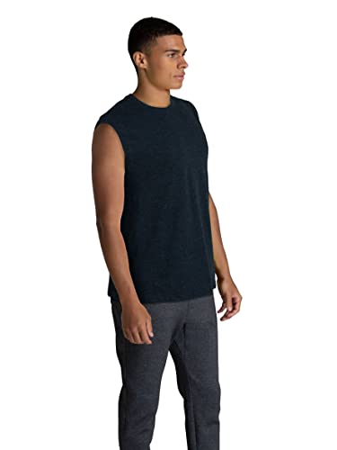 Fruit of the Loom Men's Eversoft Cotton Sleeveless T Shirts, Breathable & Moisture Wicking with Odor Control, Sizes S-4x, Muscle-2 Pack-Black Heather