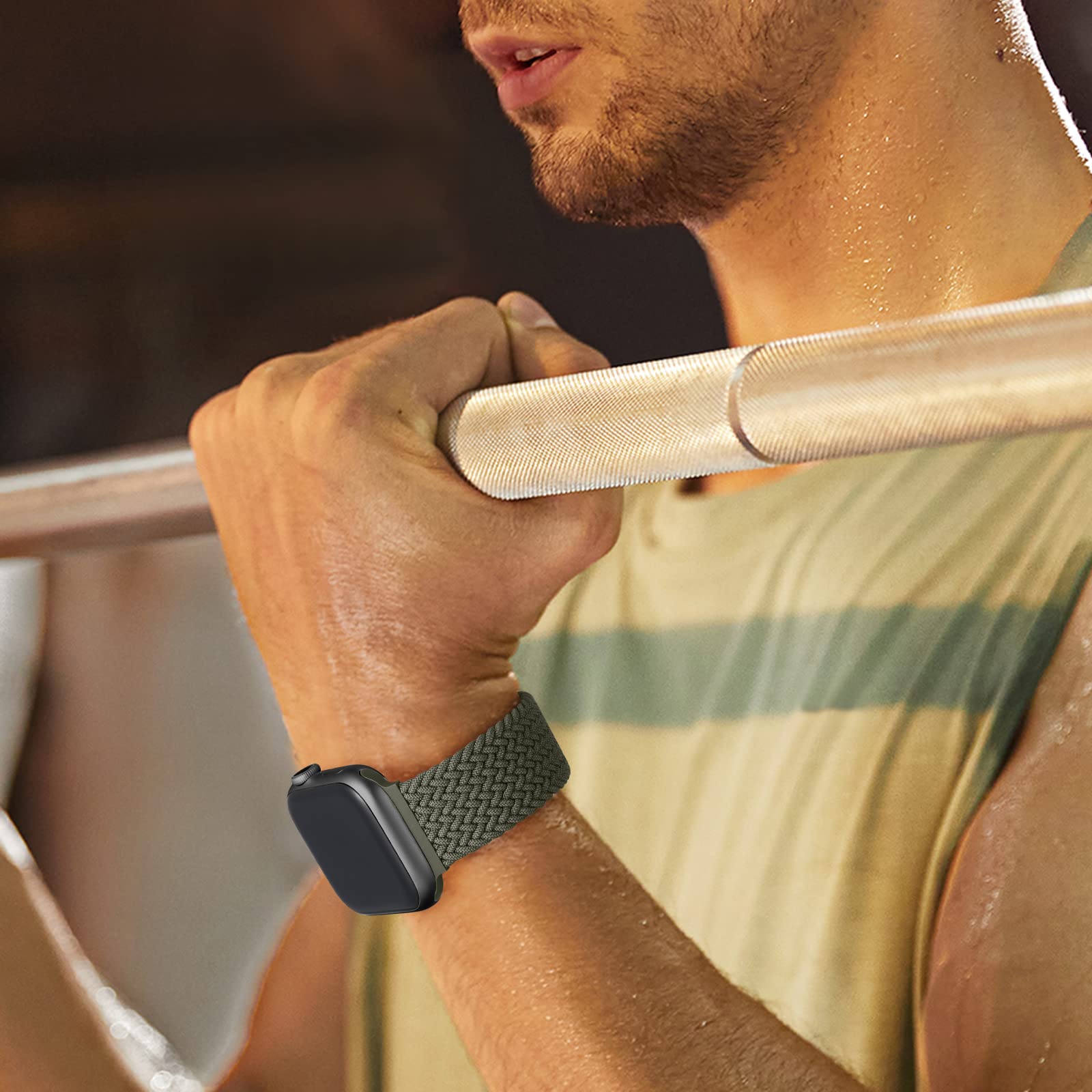 DaQin 4 Pack Braided Solo Loop Bands Compatible with Apple Watch Band 38mm 40mm 41mm Women Men, Adjustable Stretchy Nylon Bands Elastic Sport Wristbands for iWatch Series 10 9 8 7 6 5 4 3 2 1 SE Ultra