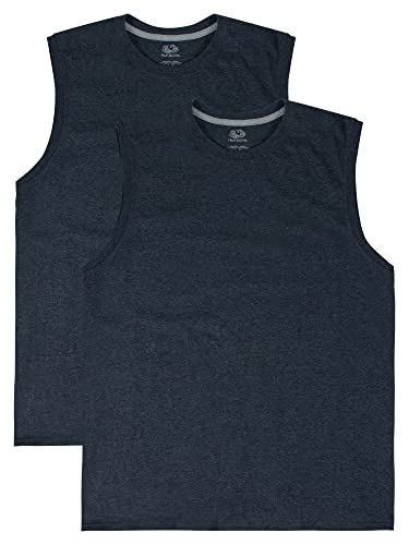 Fruit of the Loom Men's Eversoft Cotton Sleeveless T Shirts, Breathable & Moisture Wicking with Odor Control, Sizes S-4x, Muscle-2 Pack-Black Heather