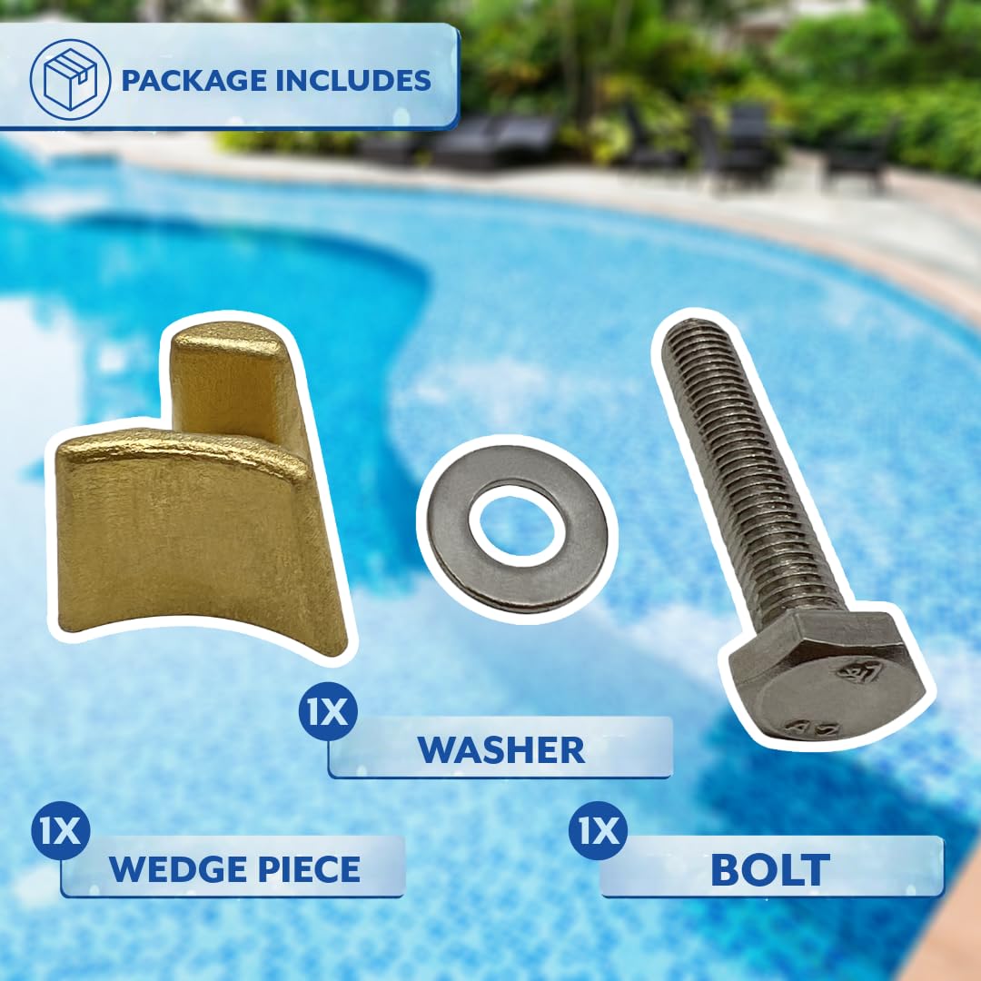 Poolzilla 2 Pack Bronze Wedge Assembly for 4" Rail Anchors - (1) Wedge, (1) Bolt & (1) Washer, for Pool Ladders