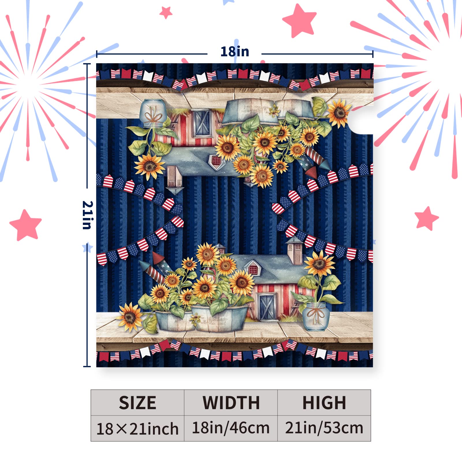 Dacawin Summer Sunflower Magnetic Mailbox Covers Blue Floral Patriotic American Flag Mailbox Post Cover July 4th Flower Mailbox Decor Waterproof Mailbox Wraps Standard Size 21X18 Inch