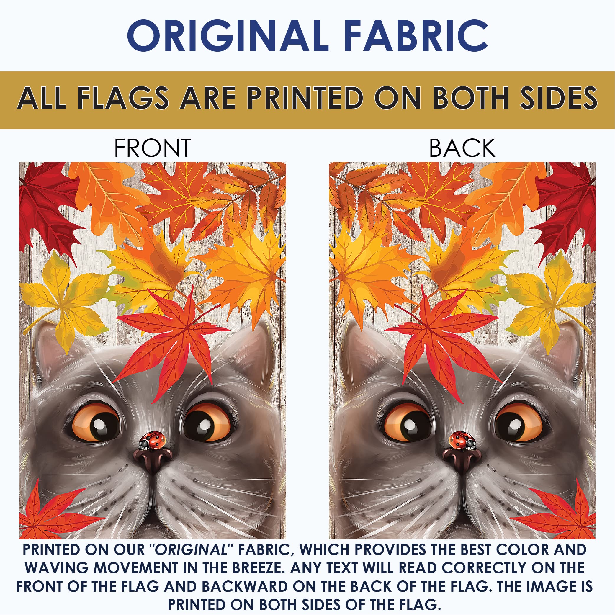 Toland Home Garden 1112655 Fall Cat and Ladybug Fall Flag 12x18 Inch Double Sided for Outdoor Cat House Yard Decoration
