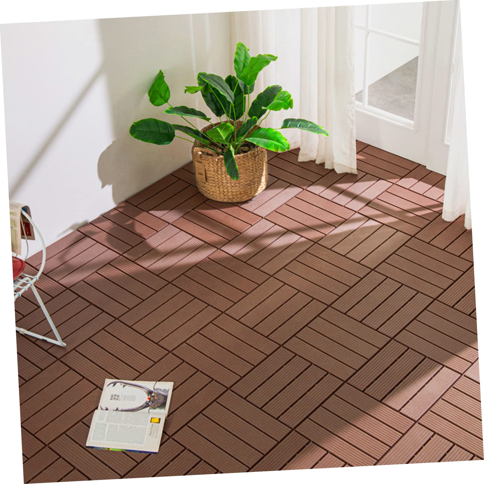 Yardwe Wooden Plastic Floor Deck Boards Moisture-Resistant Fireproof Splicing Floor for Homes
