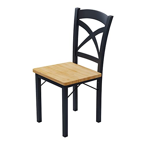 Voohek 5 Piece Counter Height Dining Set Rubber Wood Console Table with Metal Frame and 4 Chairs for Small Places, Breakfast Nook, Oak