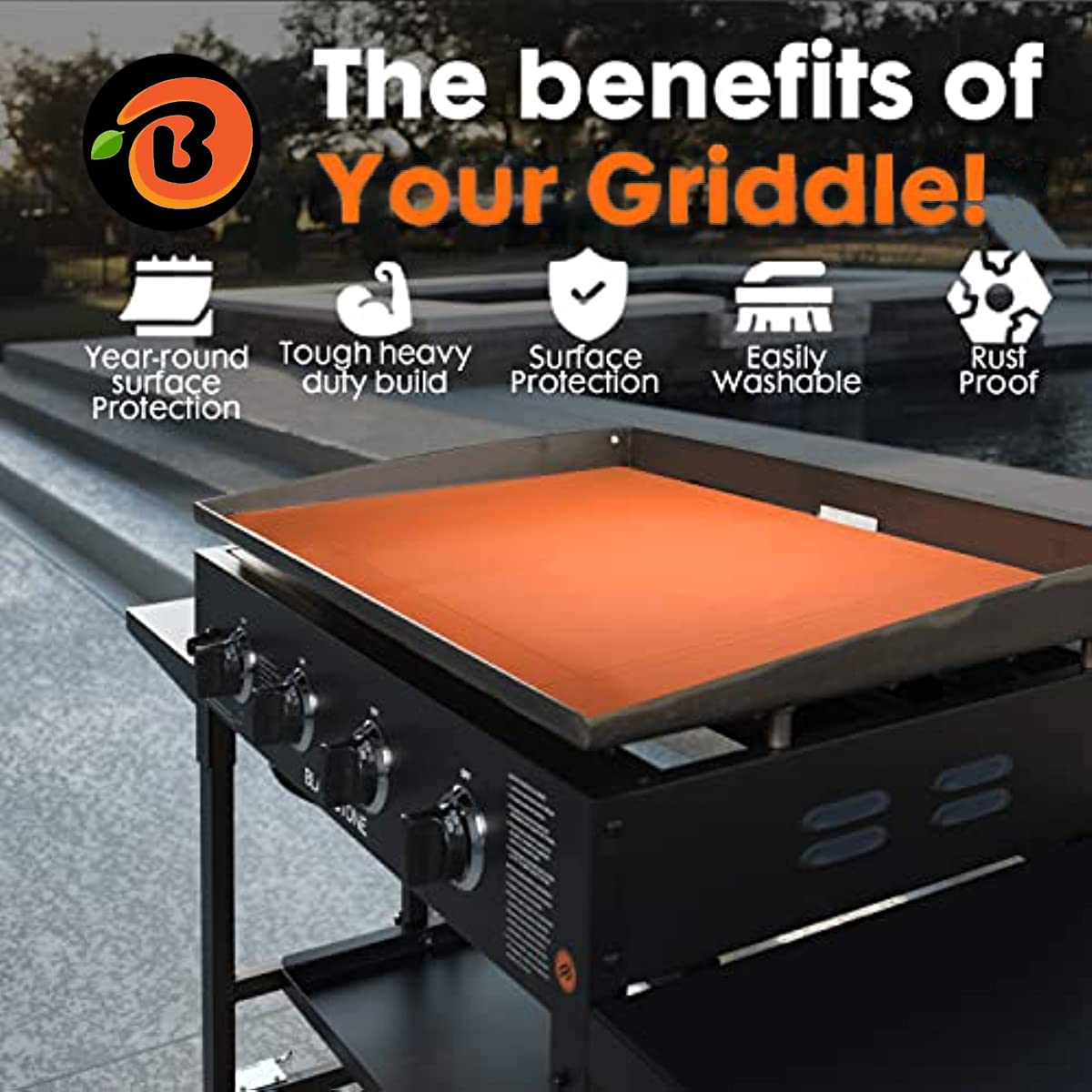 bigstone 36" Griddle Mat Silicone for Blackstone, Heavy Duty Food Grade Silicone Grill Cover for Blackstone, Resizable and Customizable, Compatible with Blackstone 36", 28",22" Models