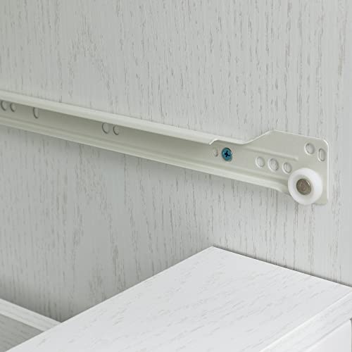 71 inch Tall Bedroom Armoire Wardrobe Closet Clothing Storage Cabinet with Hanging Rod Barn Door Drawers Open Shelves (White)