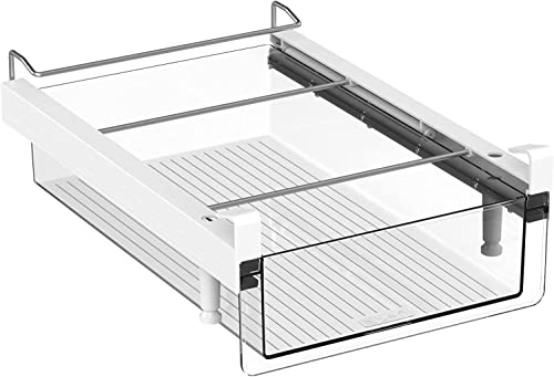 BIINONE Large Fridge Drawer Organizer 14in-20in for Deli Meat, Cheese, Vegetable, Fruit Clear Fridge Organizer Bins, Refrigerator Undershelf Drawer-XL