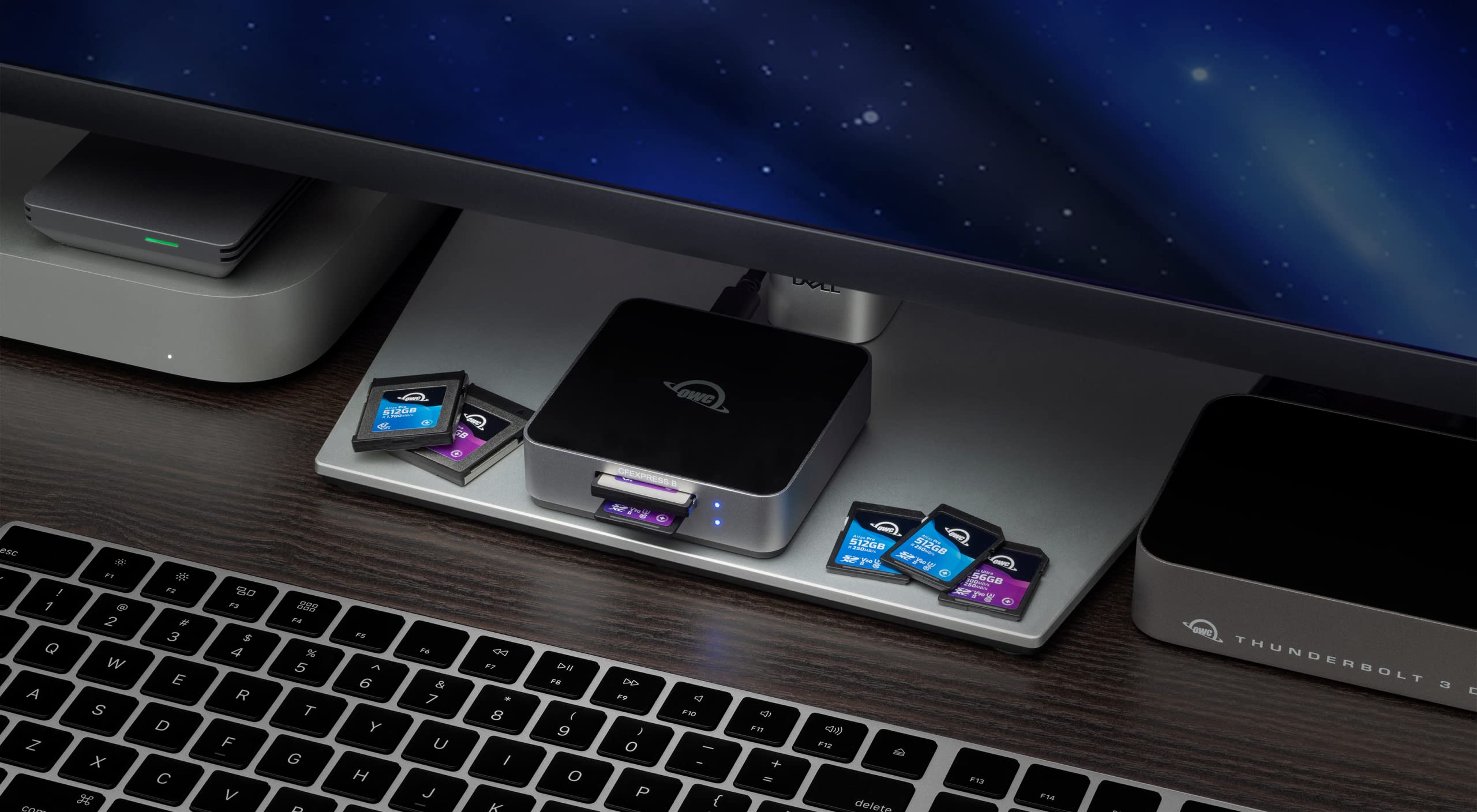 OWC Atlas Dual CFexpress Type B & SDXC UHS-II Card Reader - Bus Powered by USB-C - Compatible with Mac/Windows/iPad/Chrome OS