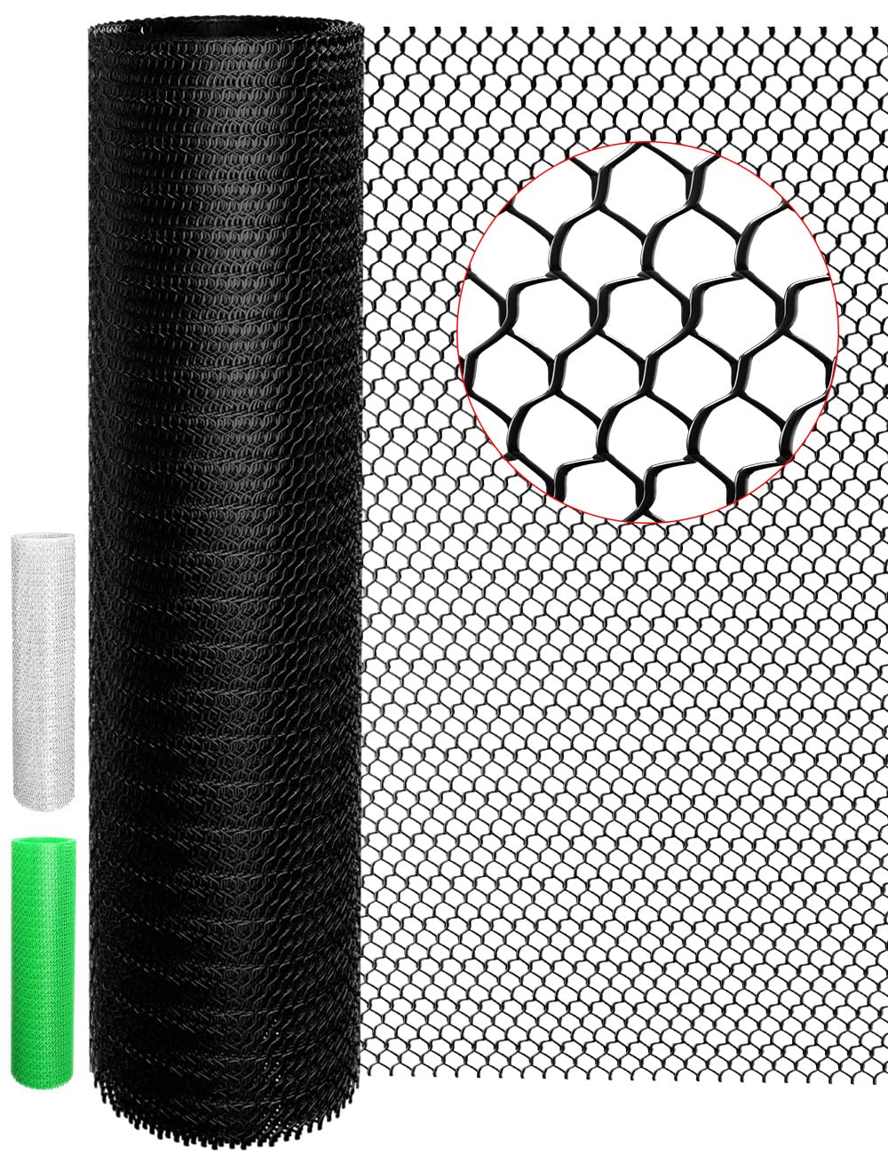 16In x 15Ft Plastic Chicken Wire Mesh Fencing, TOYPOPOR 500GSM Durable Heavy Duty Hexagonal Chicken Wire for Cat Dog Fencing, Garden Fence, Aquarium, Moss Pole, Aperture 0.4'', Rustproof, Easy to Cute