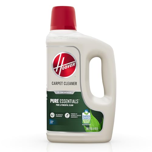 Hoover Pure Essentials Carpet Cleaner Solution, 50 oz., Fresh Rain Scent, Natural Plant Based Formula, Deep Cleaning Carpet Shampoo Solution, Pair Carpet Cleaner Machine