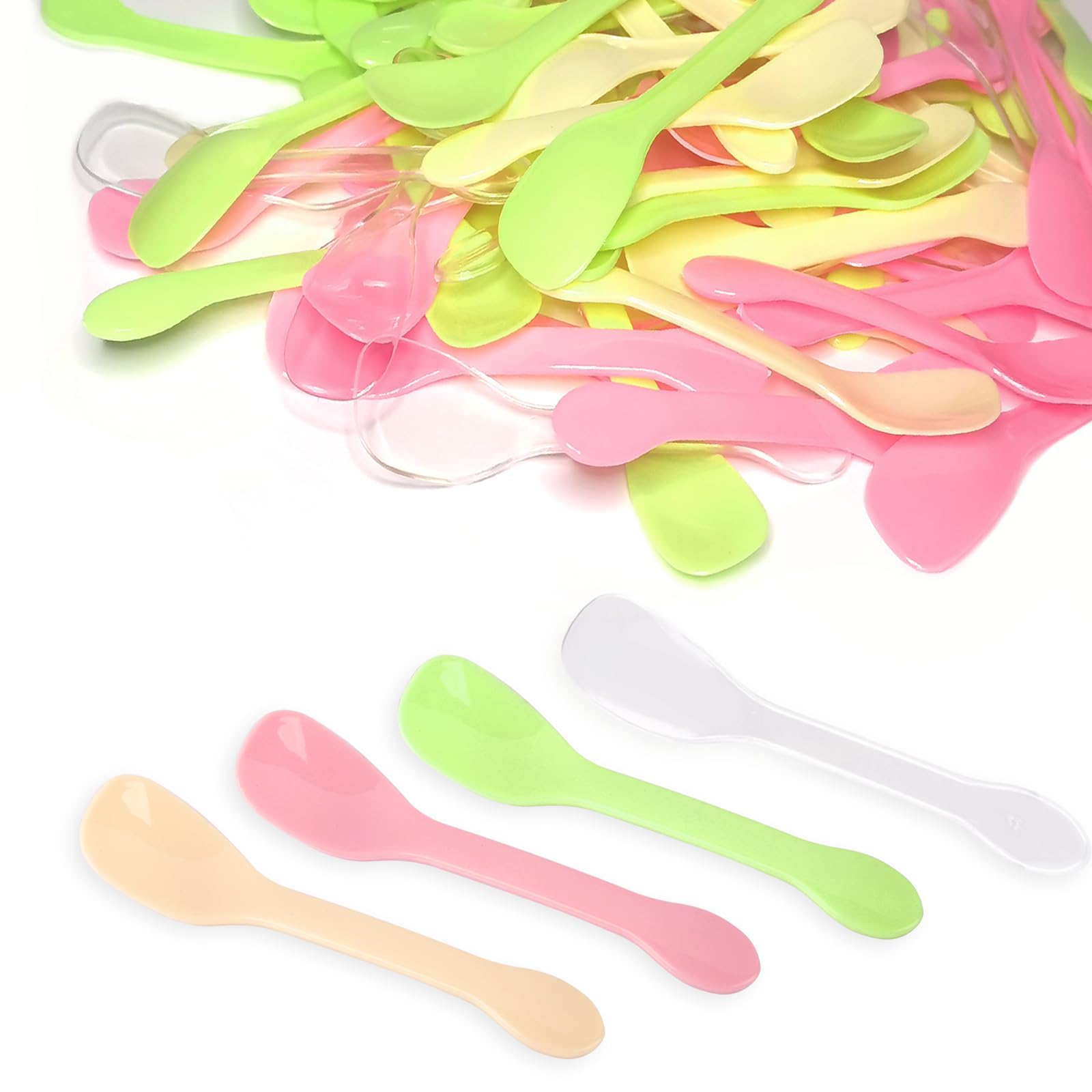 Mini Ice Cream Dessert Taster Spoons Multi Colors Disposable Plastic Tasting Spoons for Ice Cream, Yogurt