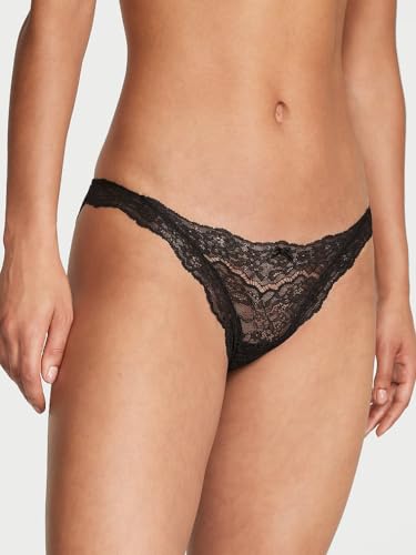 Victoria's Secret Dream Angels Lace Cheekini Panty, Underwear for Women, Black (M)