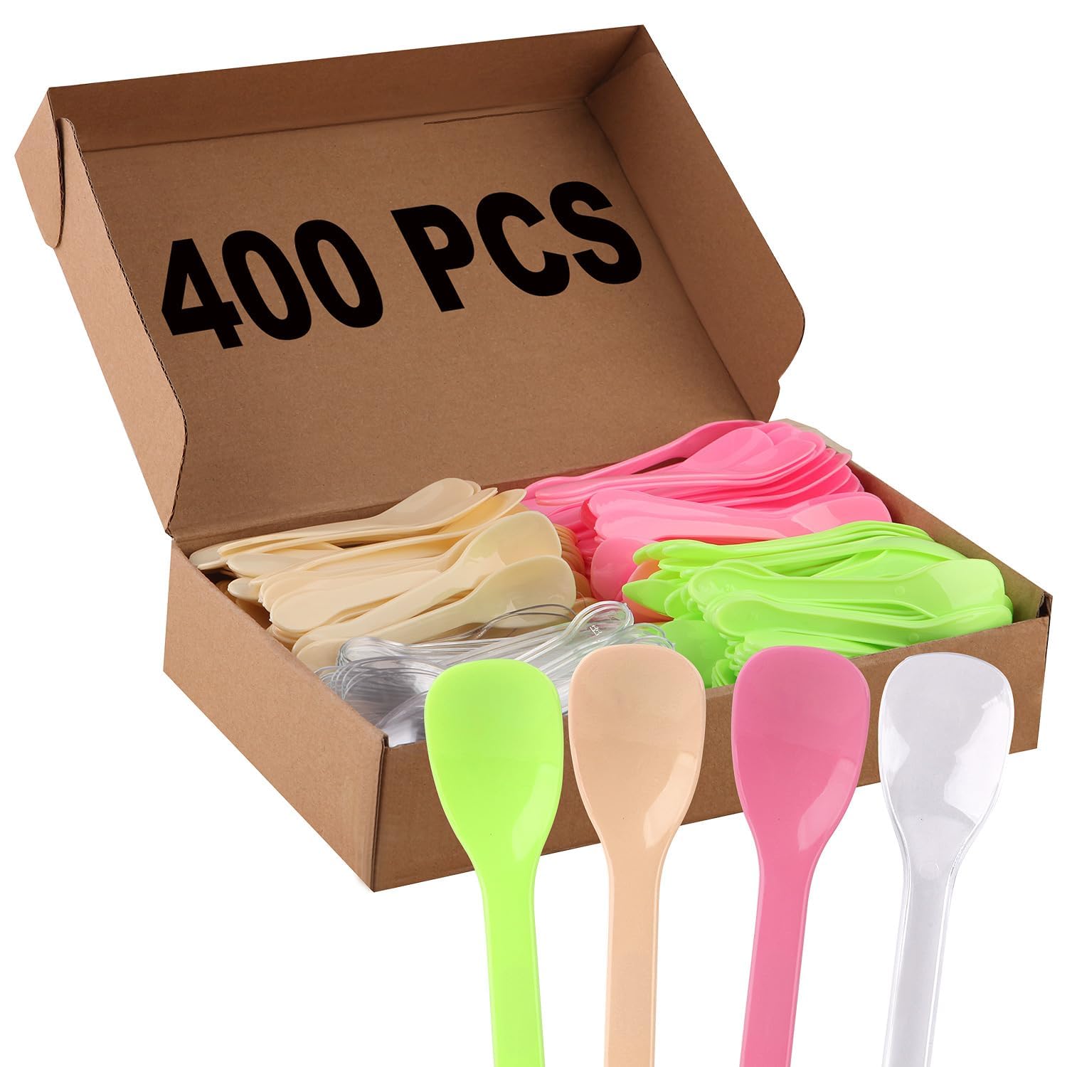 Mini Ice Cream Dessert Taster Spoons Multi Colors Disposable Plastic Tasting Spoons for Ice Cream, Yogurt