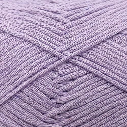 Buvemu Cotton Chainette Yarn, 100% Cotton Fine Weight for Knitting Crocheting, Summer Spring Yarn, 100 Gram (3.53 Ounces) 328 Yards (300 Meters) (Lilac)